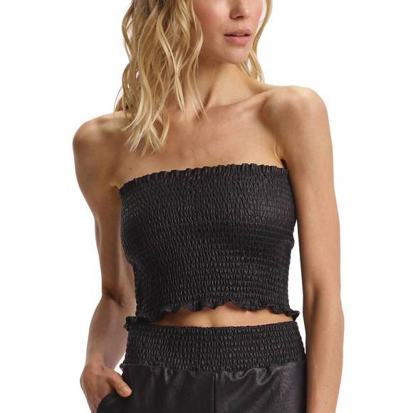 Commando | Tops | New Commando Faux Leather Smocked Tube Top In Black ...